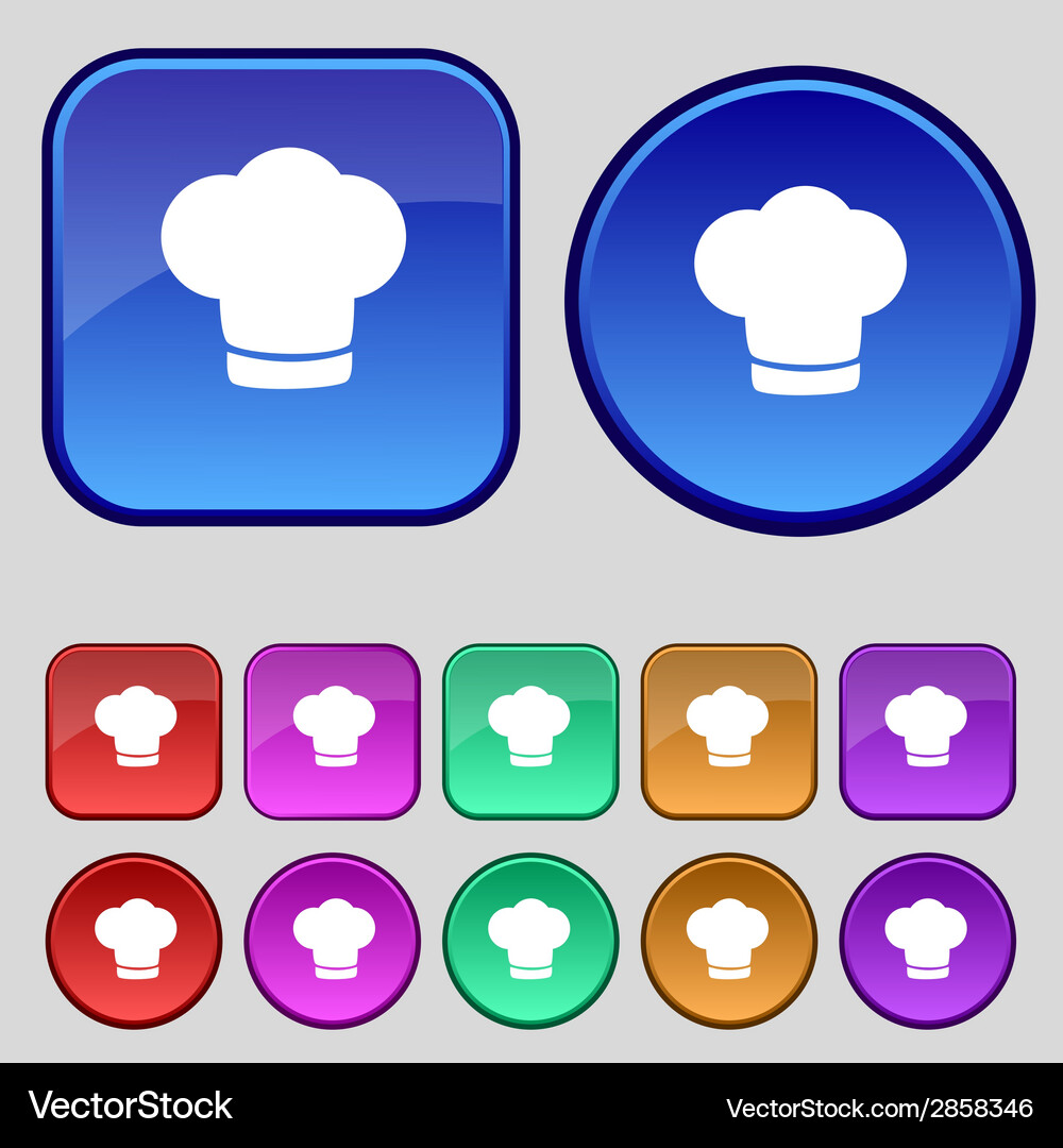 Chef hat sign icon cooking symbol cooks set Vector Image
