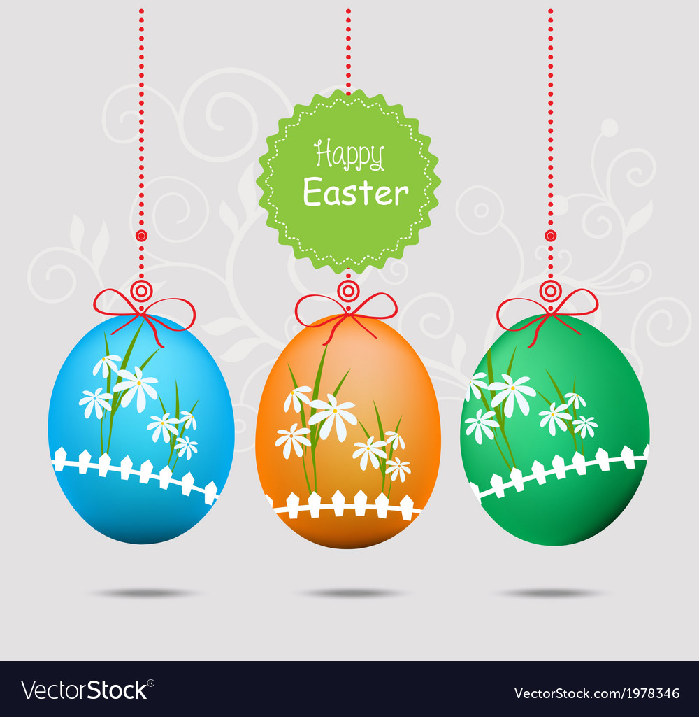 Easter eggs and happy Royalty Free Vector Image