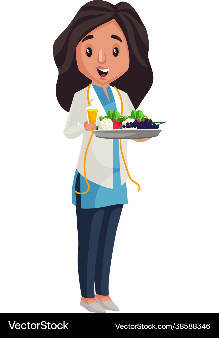 Lady nutritionist cartoon character Royalty Free Vector