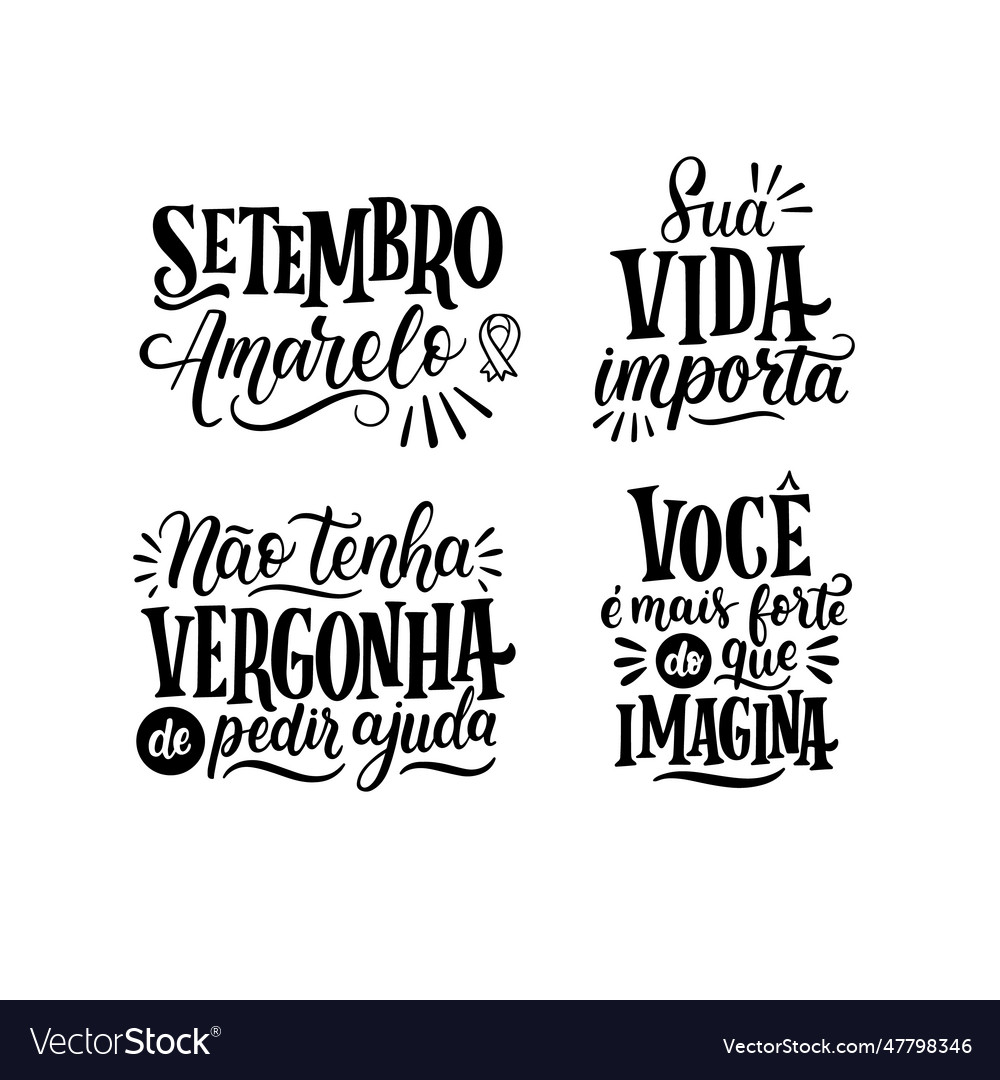 Lettering suicide prevention stickers set Vector Image