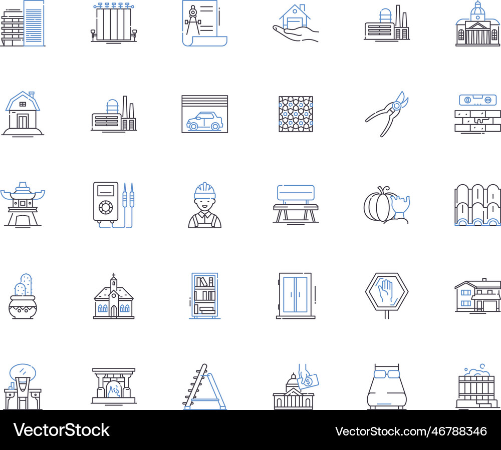 Office renovation line icons collection Royalty Free Vector