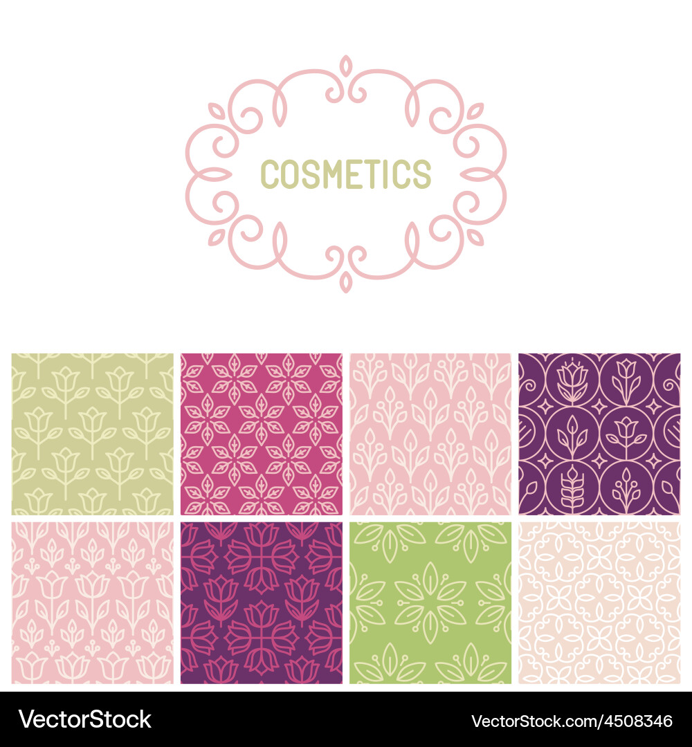 Set of floral border and seamless patterns Vector Image