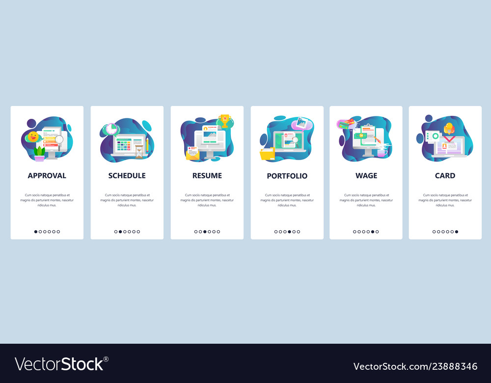 Web site onboarding screens business tasks Vector Image