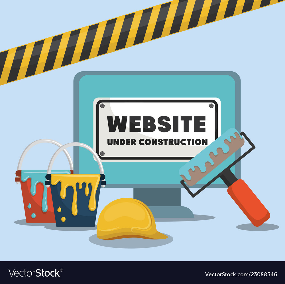 Website under construction with desktop computer Vector Image