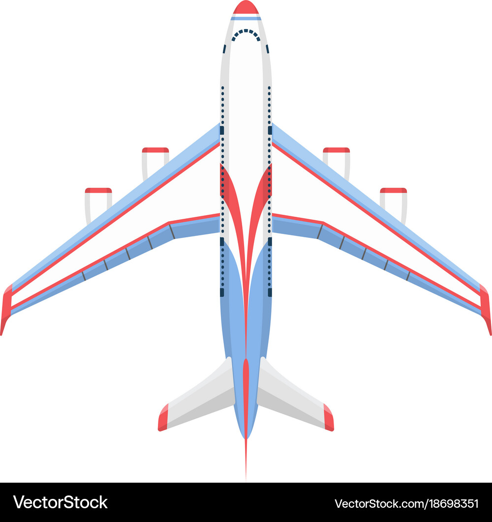 Airplane top view and aircraft Royalty Free Vector Image