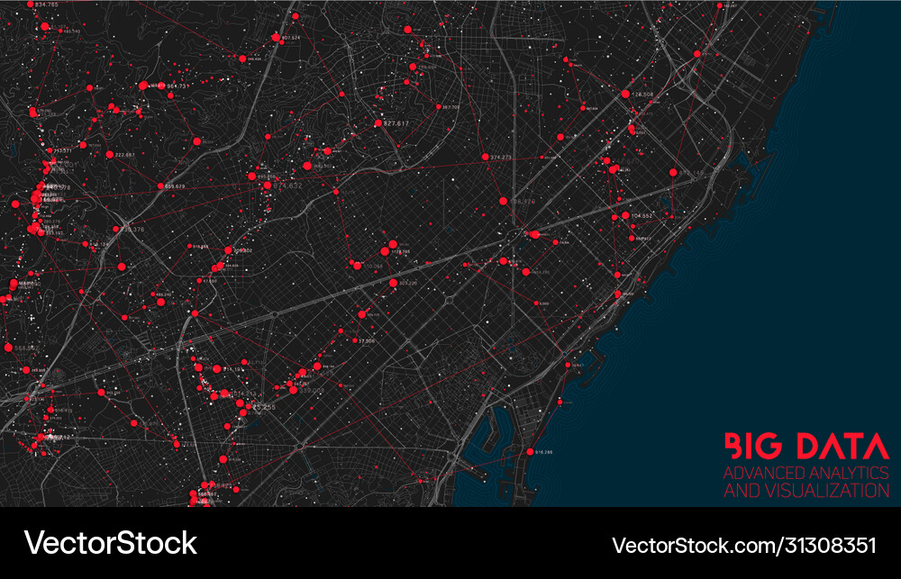 Big data in modern city abstract social Royalty Free Vector