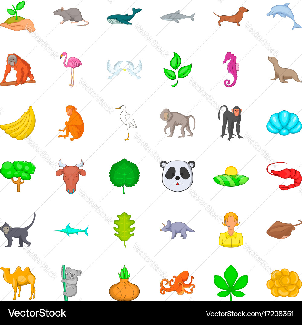 Biotic icons set cartoon style Royalty Free Vector Image