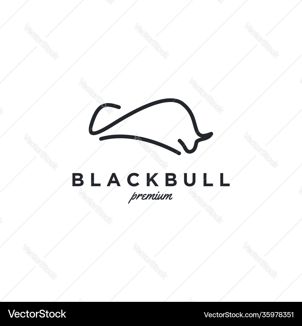 Bull line art outline monoline linear logo Vector Image