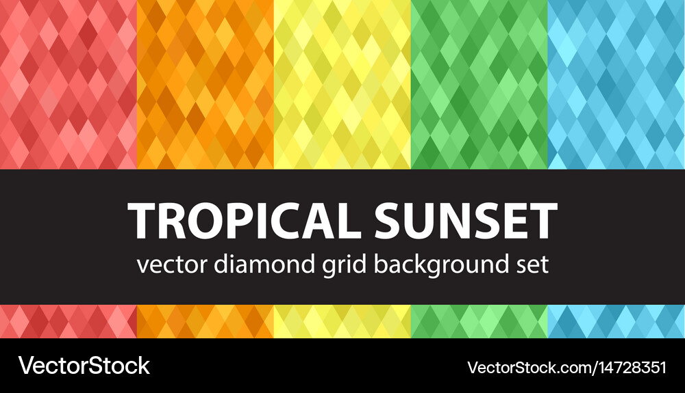 Diamond pattern set tropical sunset seamless Vector Image