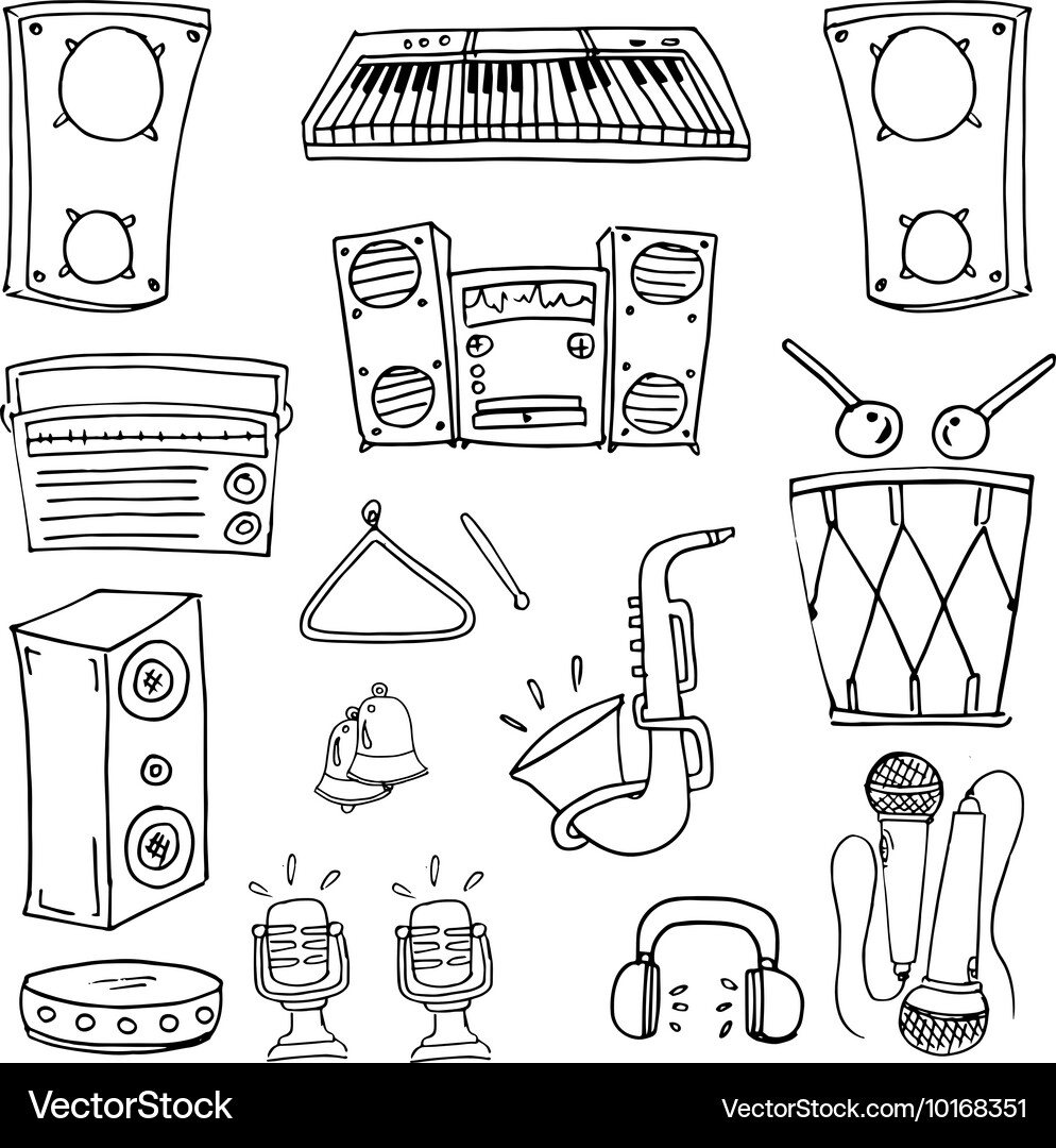 Doodle of hand draw music theme Royalty Free Vector Image