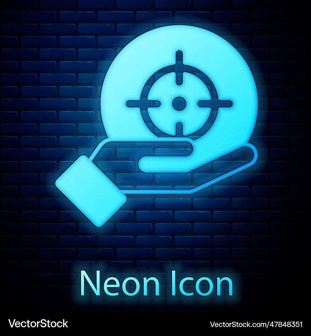 Glowing neon target financial goal concept icon Vector Image