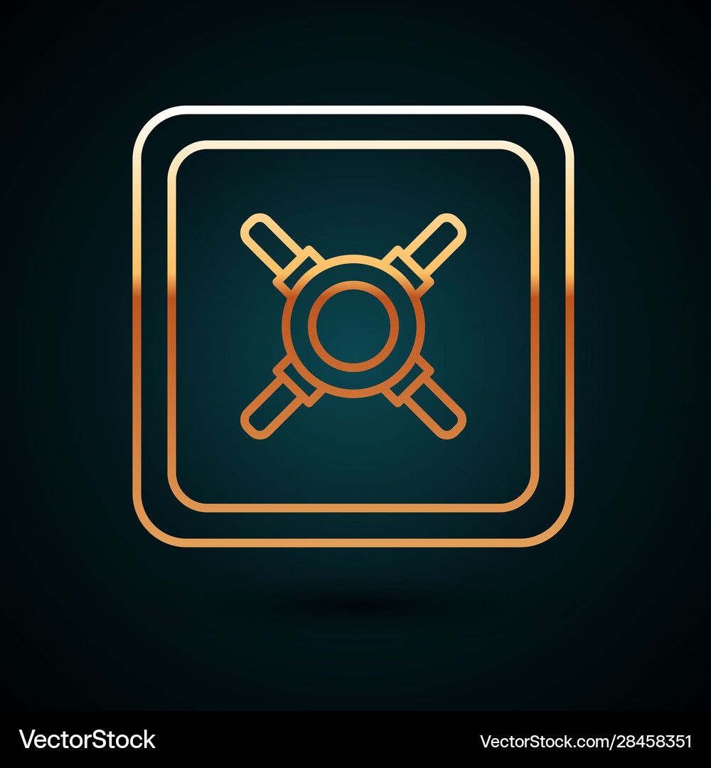 Gold line safe icon isolated on dark blue Vector Image
