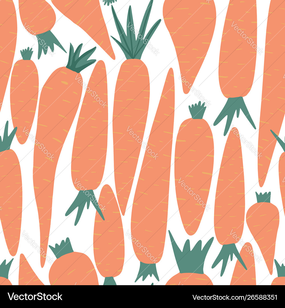 Hand drawn carrot seamless pattern on white Vector Image