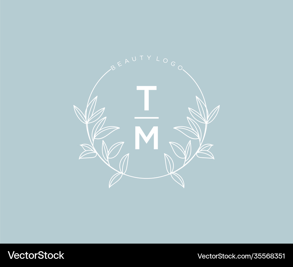 Initial tm letters beautiful floral feminine Vector Image