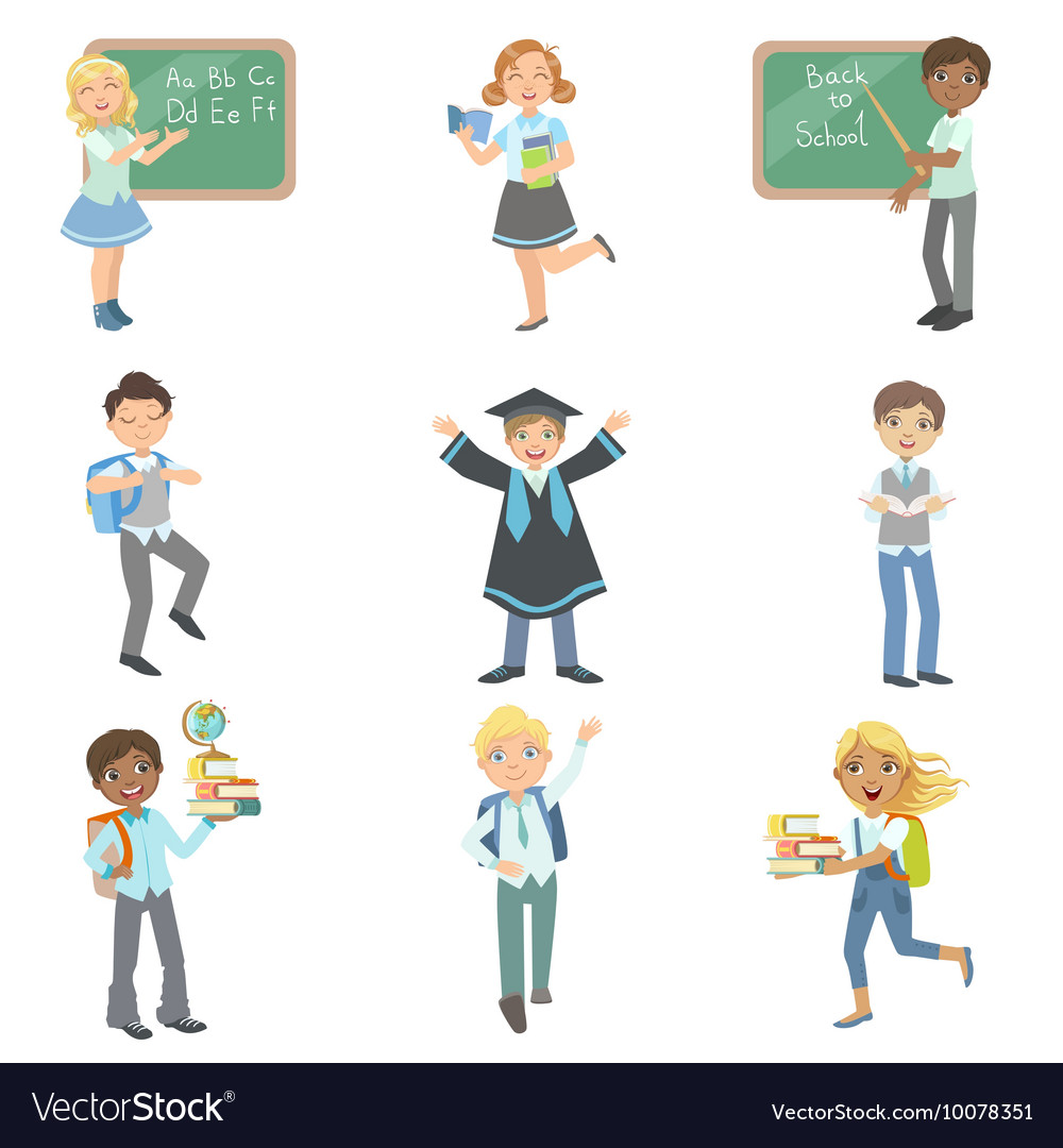 Kids Happy To Be In School Royalty Free Vector Image