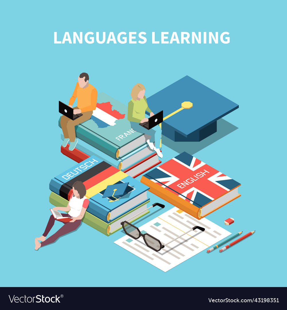 Language learning composition Royalty Free Vector Image