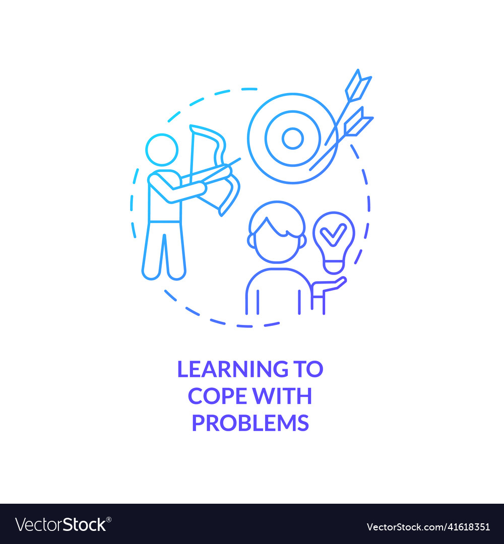 Learning to cope with problems blue gradient Vector Image
