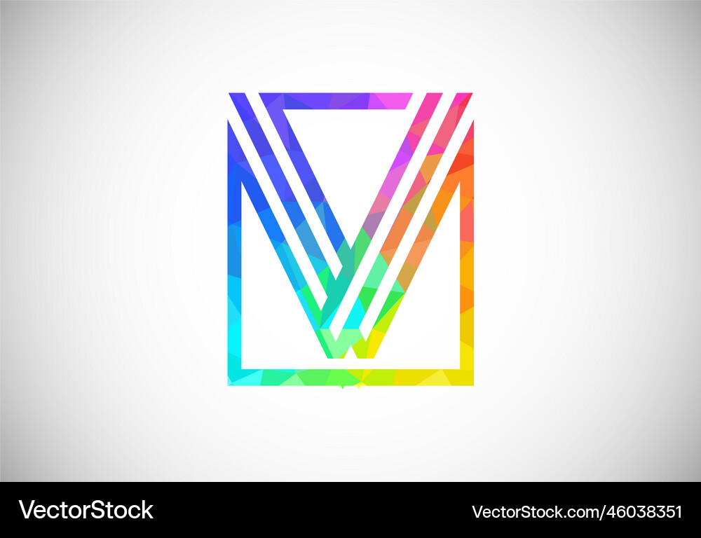 Low poly line letter v graphic alphabet symbol Vector Image