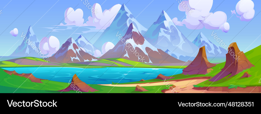Nature background with mountains and lake Vector Image