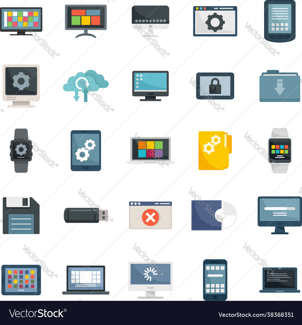 Operating system icons set flat isolated Vector Image