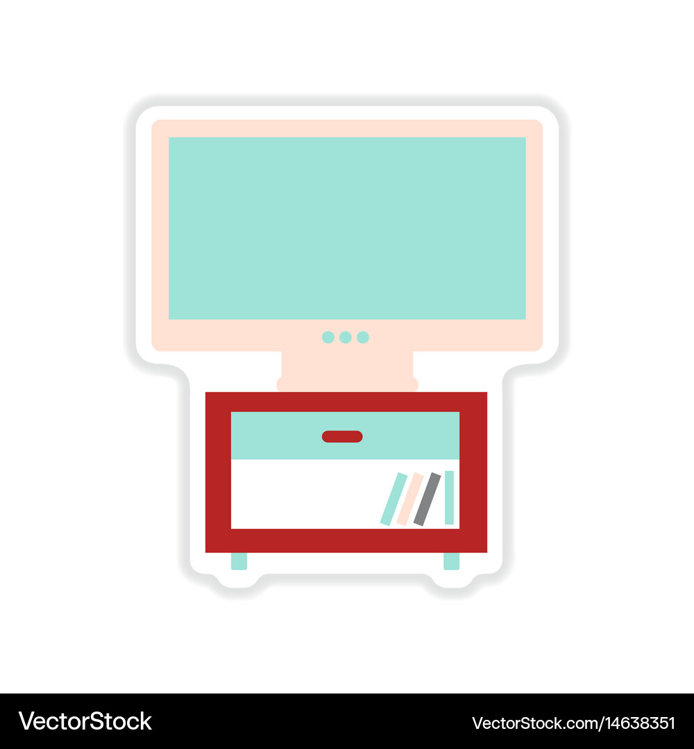Paper sticker on white background plasma tv Vector Image