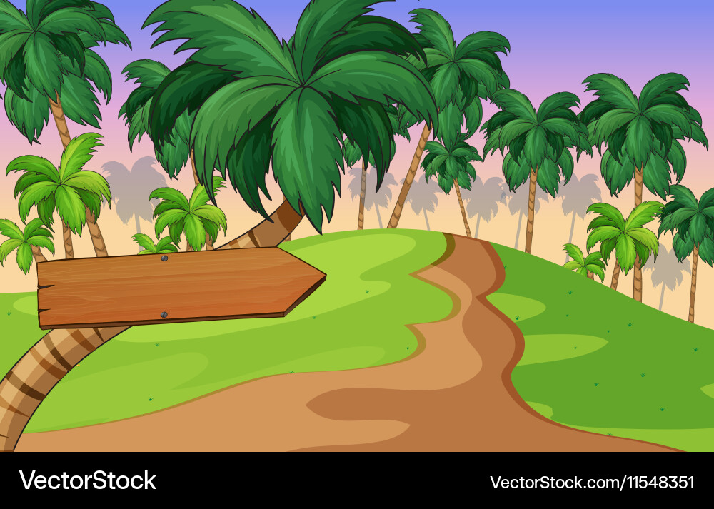 Park with wooden sign on tree Royalty Free Vector Image