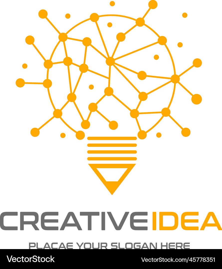 Pencil with bulb lamp logo template this logo Vector Image