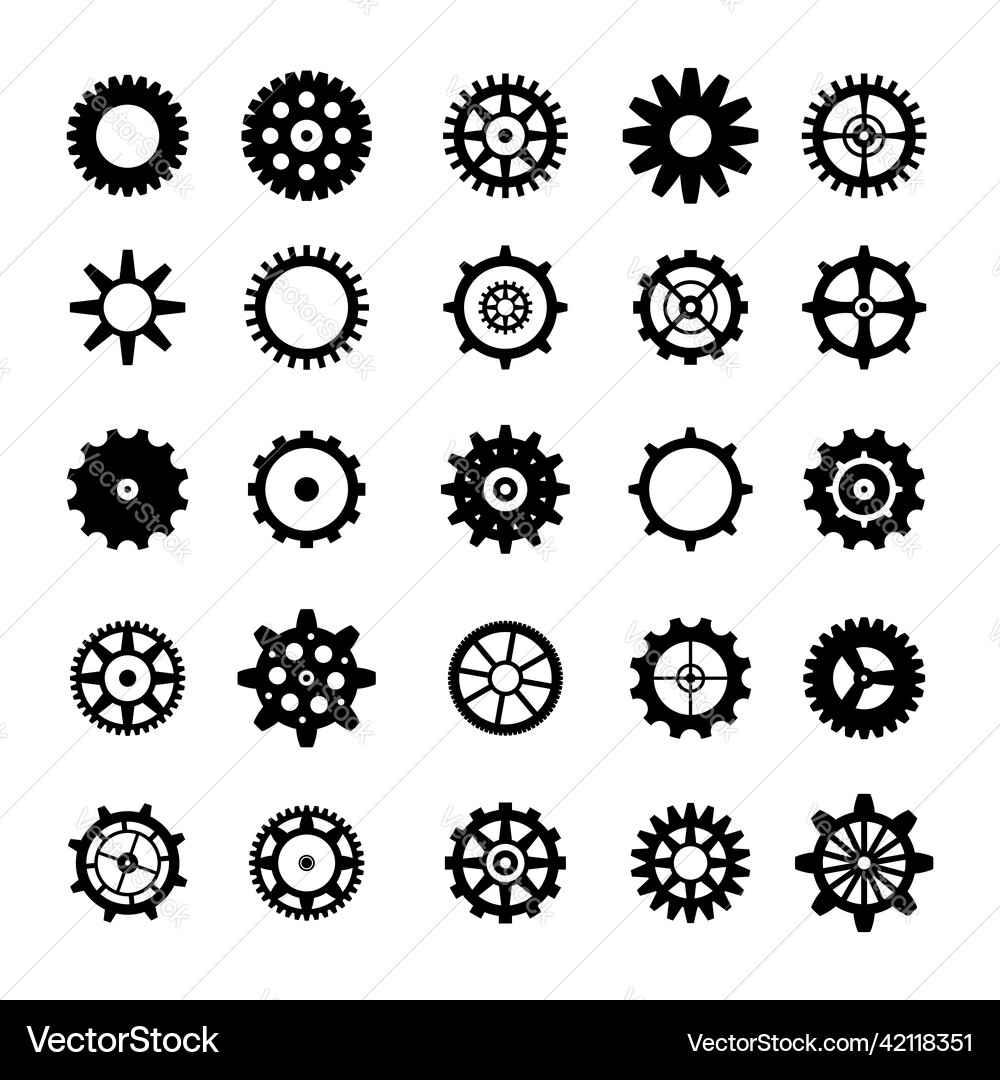 Retro Gear Icon Set - Vintage Cogs – Royalty-Free Vector | VectorStock