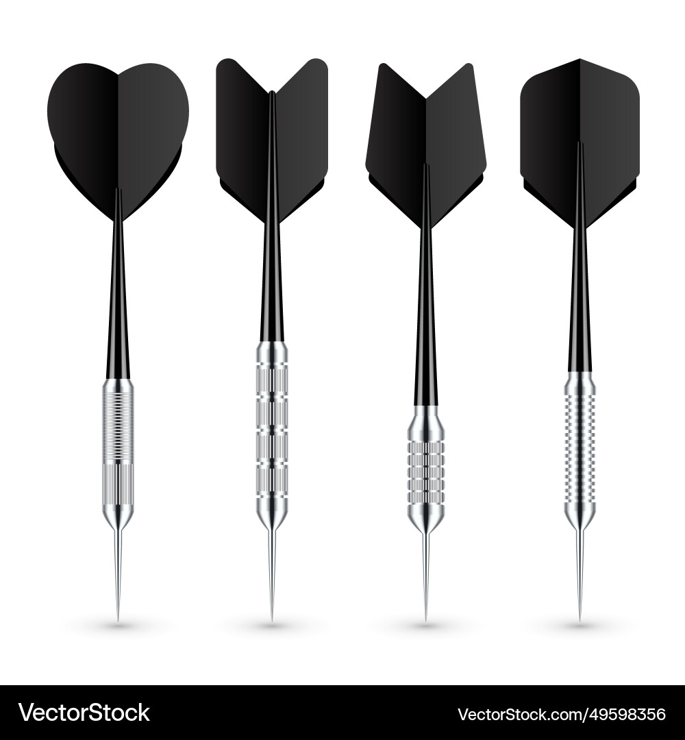 Black dart arrows with metal tip and shadow Vector Image