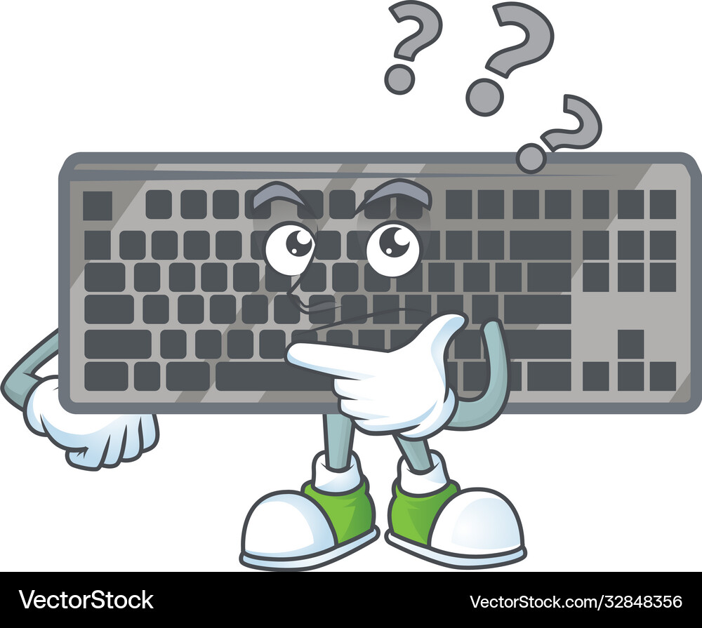 Black keyboard cartoon style in a confuse gesture Vector Image