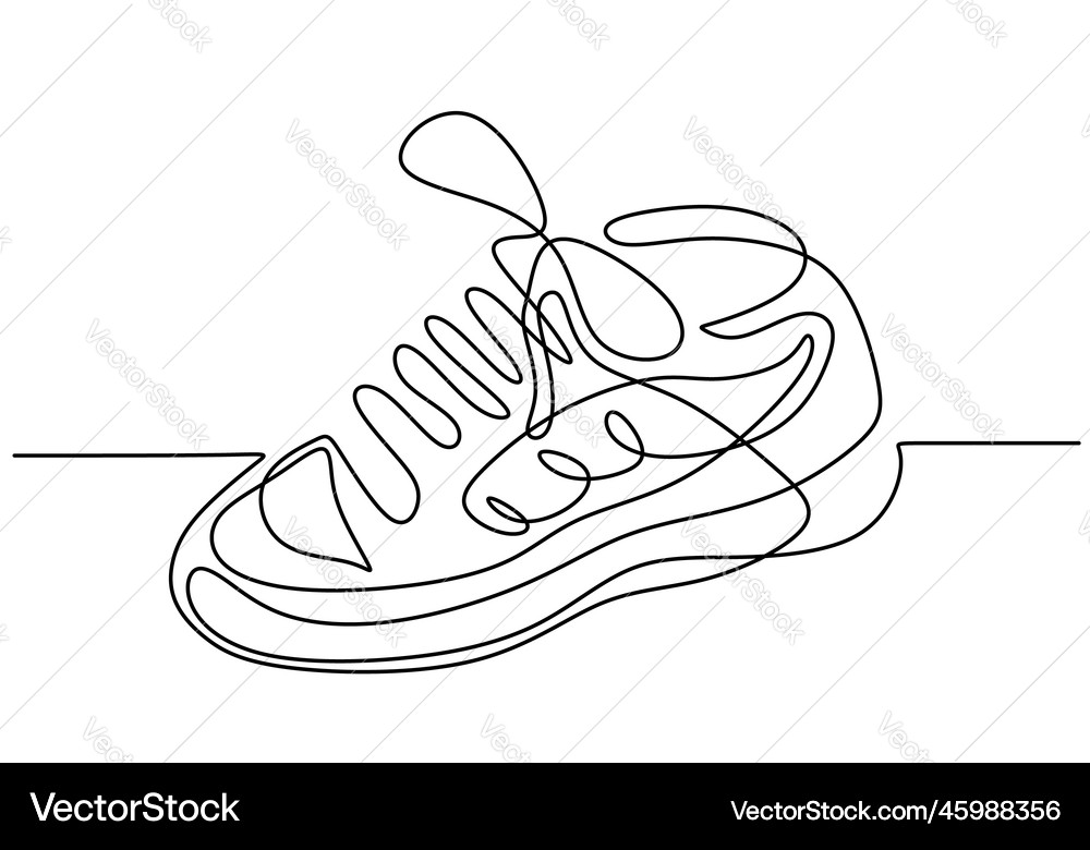 Continuous one line of one sneaker isolated on Vector Image