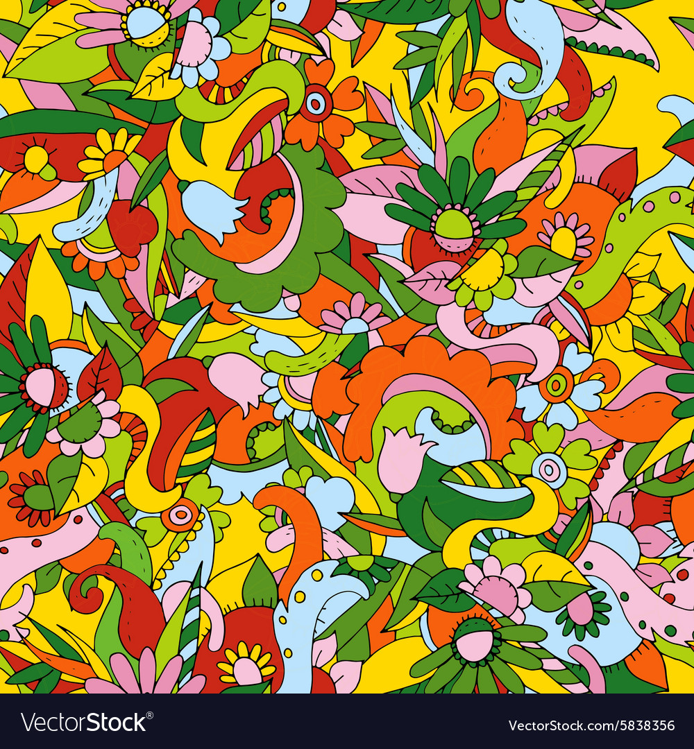 Doodle funny seamless pattern Royalty Free Vector Image