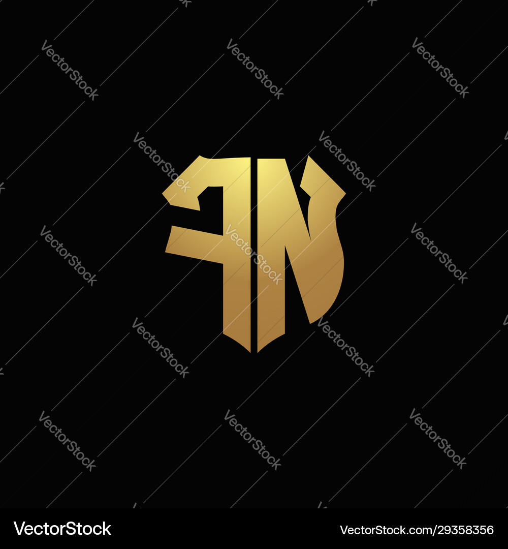 Fn logo monogram with gold colors and shield Vector Image