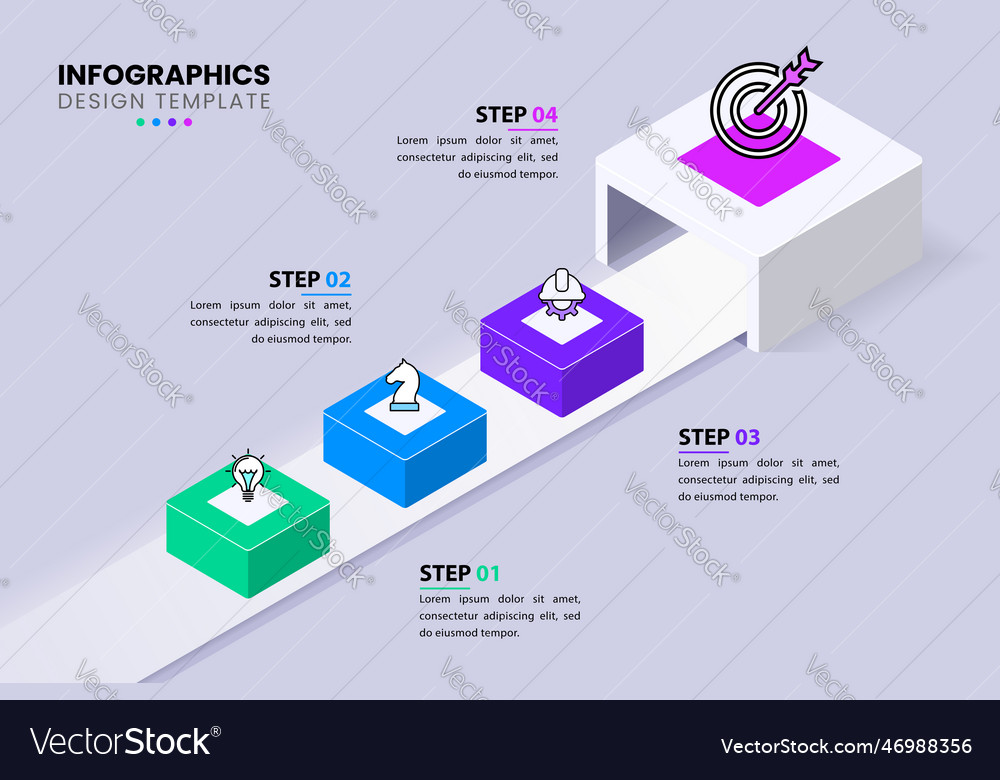 Infographic template path to goal with 4 steps in Vector Image