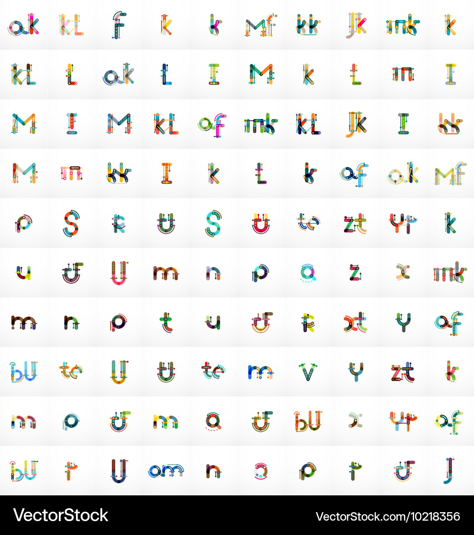 Mega set of 100 letter logos Royalty Free Vector Image