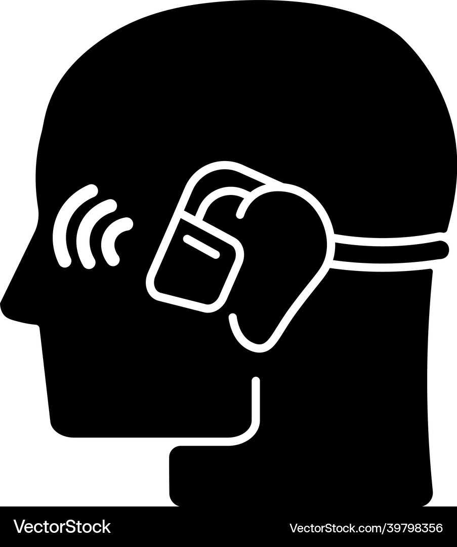 Open ear wireless headphones black glyph icon Vector Image