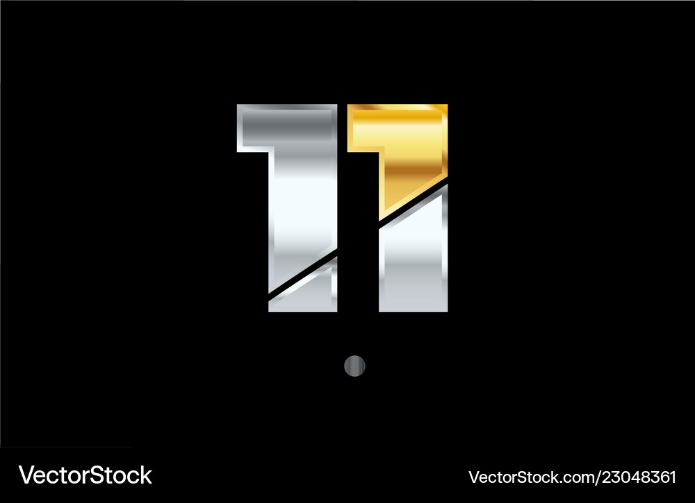 11 number silver gold logo icon design Royalty Free Vector