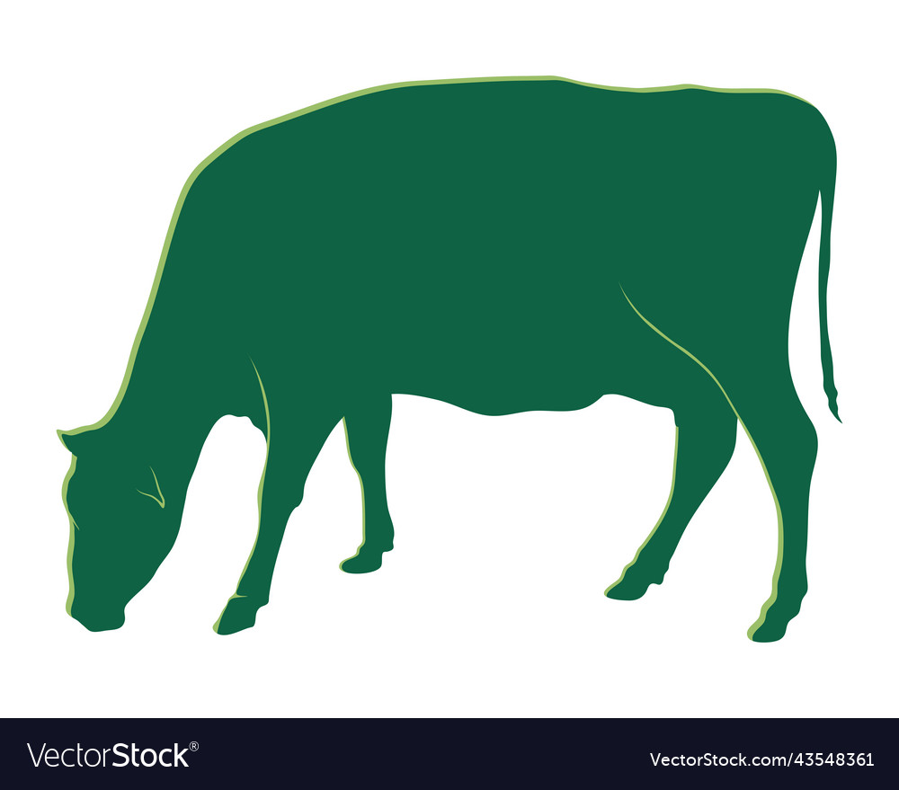 Cow Eating Green Silhouette Royalty Free Vector Image