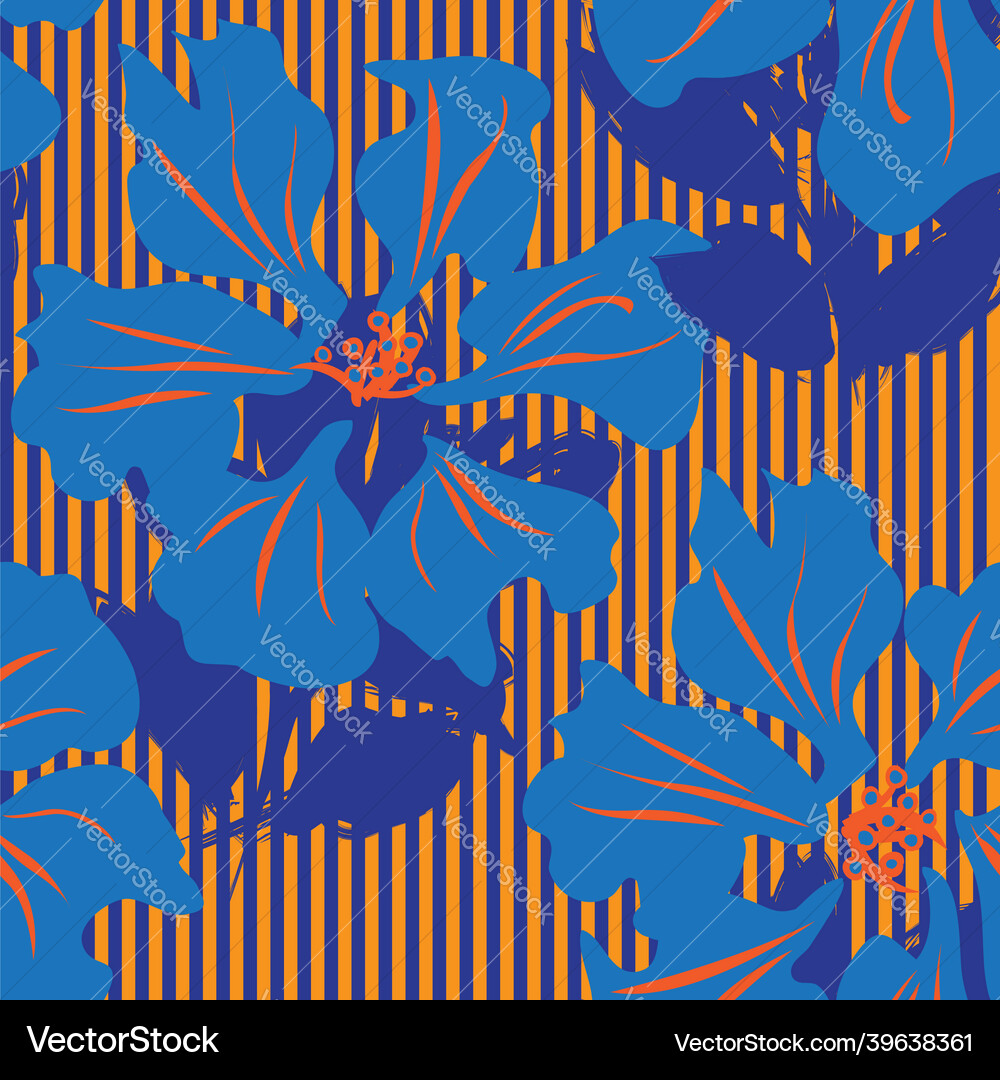 Floral seamless pattern with striped textures Vector Image