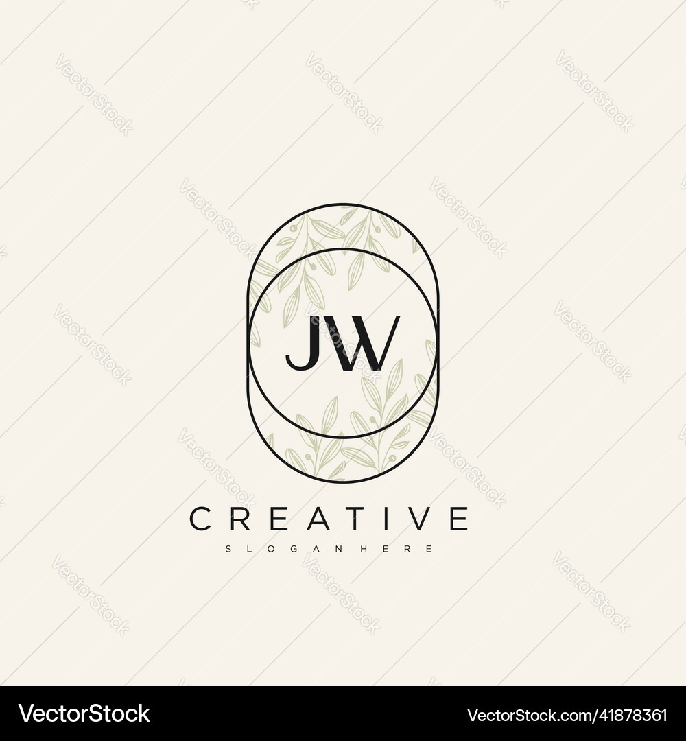 Jw initial letter flower logo template premium art