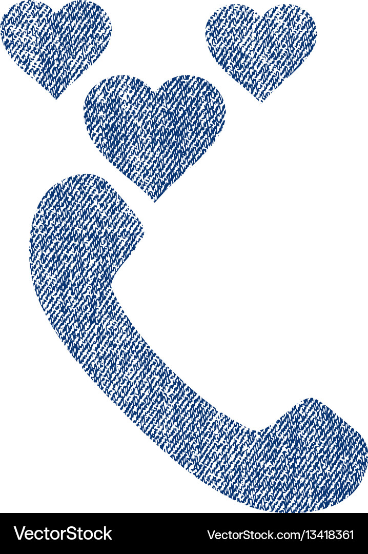 Love phone call fabric textured icon Royalty Free Vector