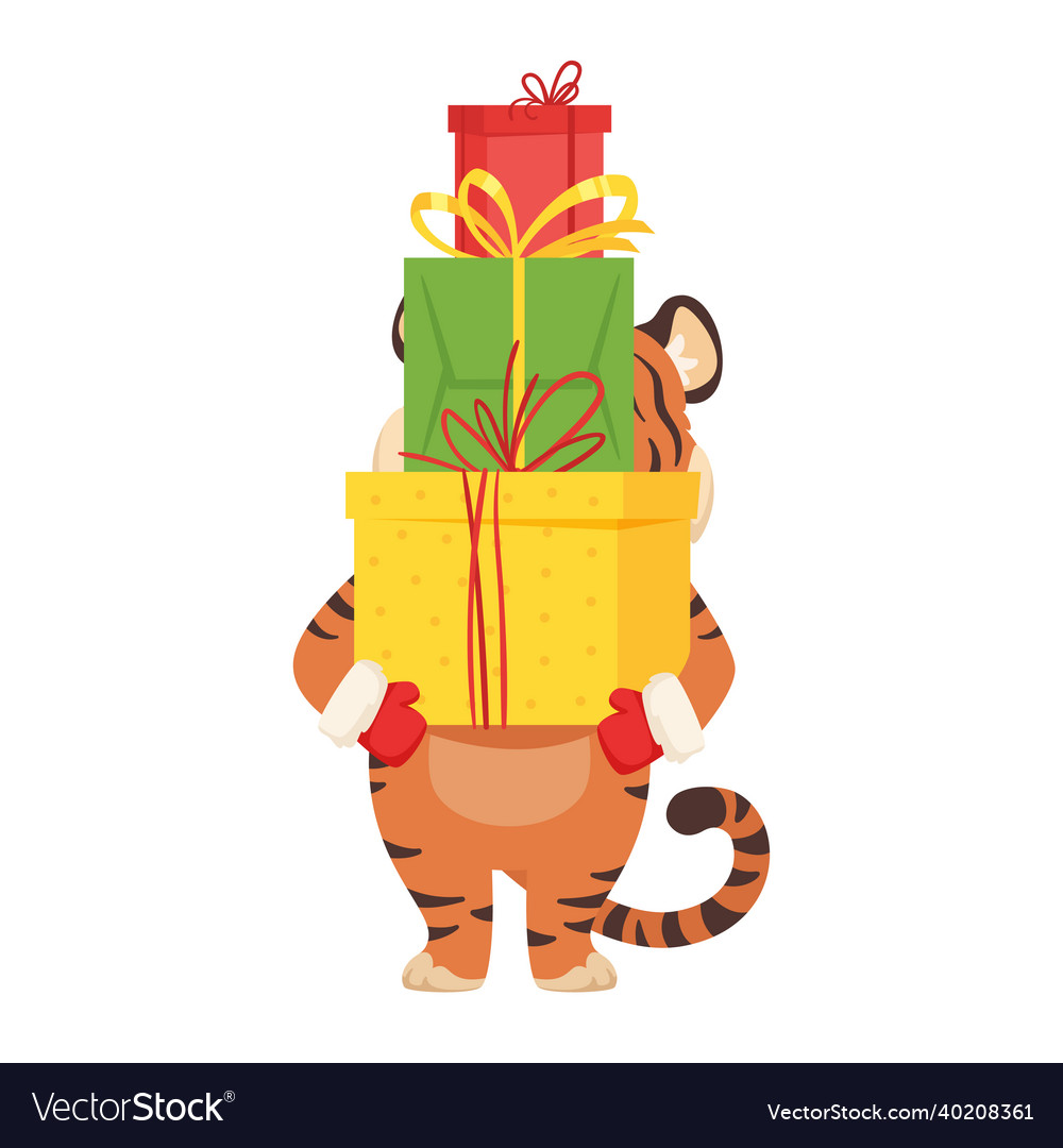 New year or christmas cute tiger Royalty Free Vector Image