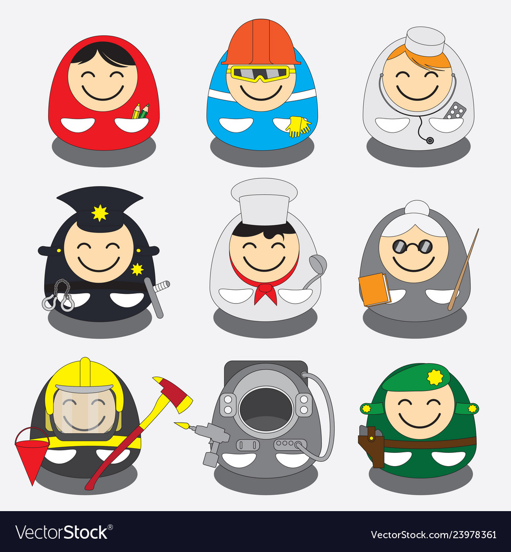 Occupations set Royalty Free Vector Image - VectorStock