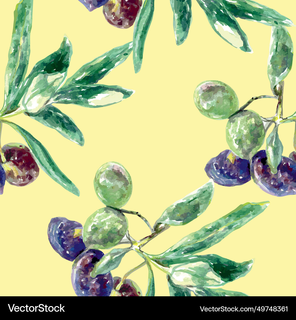 Olive seamless pattern Royalty Free Vector Image