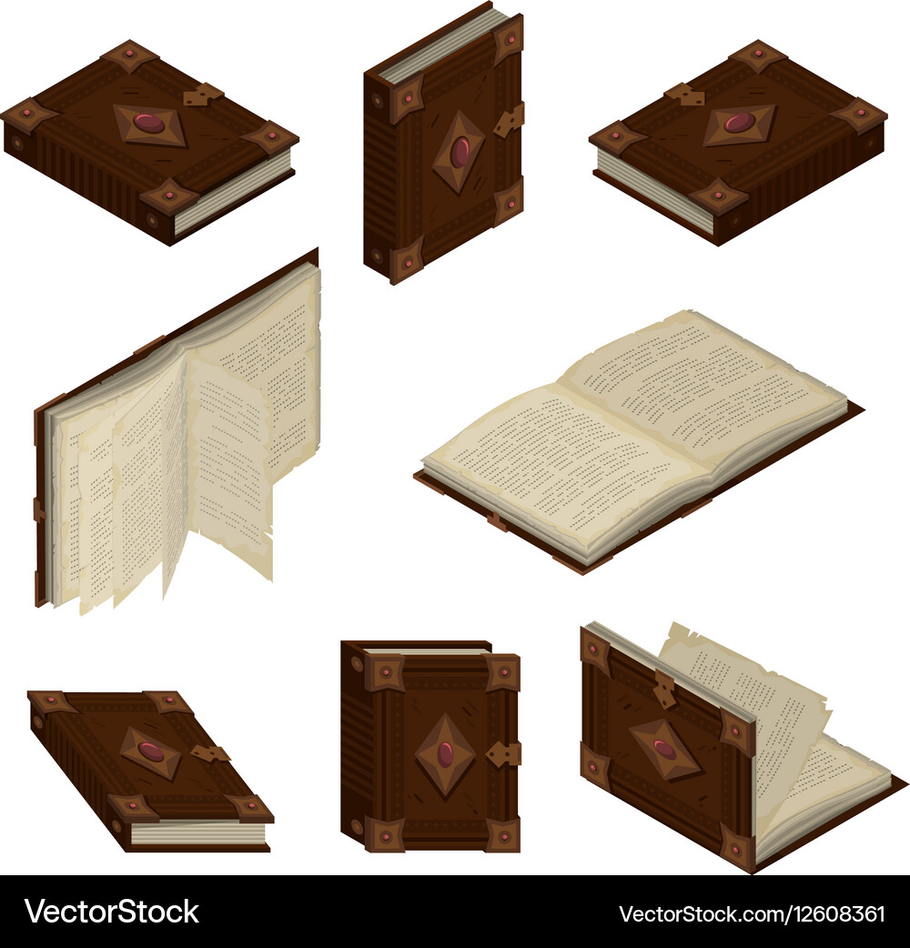Set of old isometric books Royalty Free Vector Image