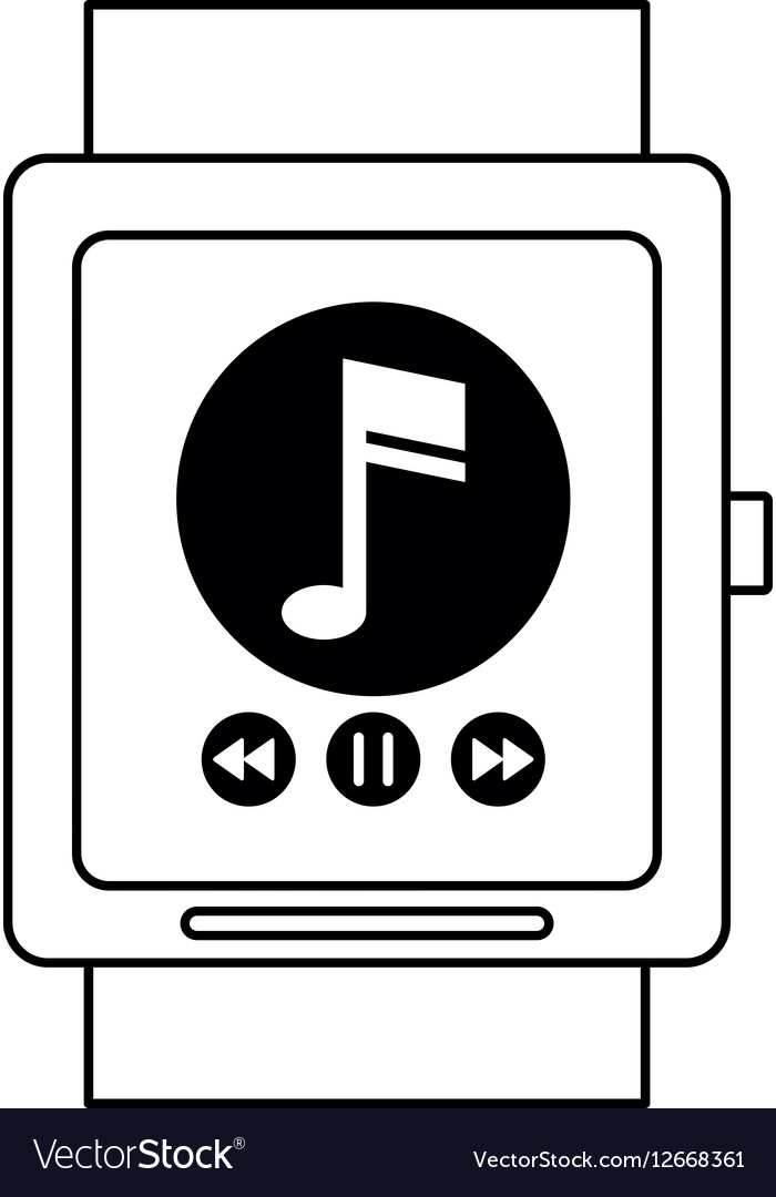 Smartwatch music player app technology outline Vector Image