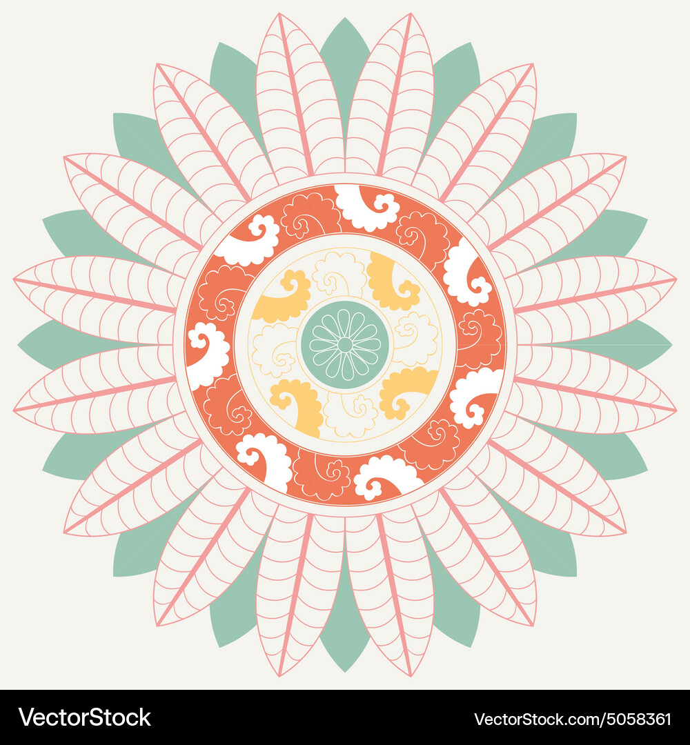 Tropical mandala in pastel colors Royalty Free Vector Image