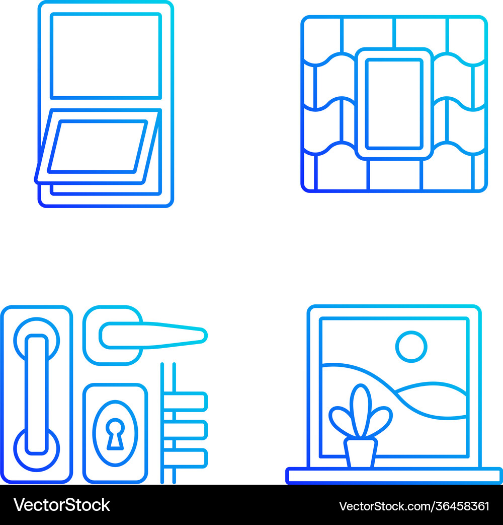 Windows replacement service rgb color icons set Vector Image