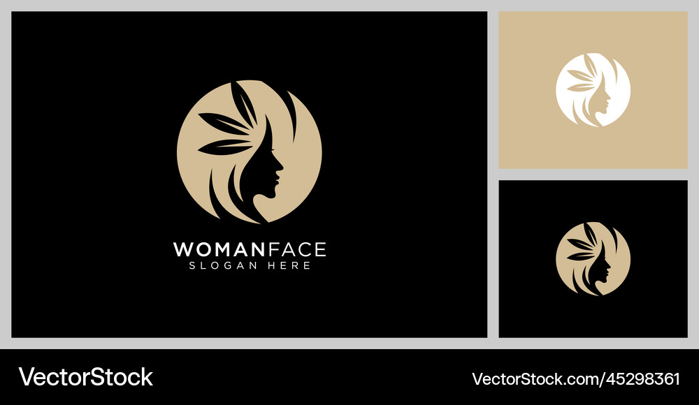 Woman face logo design template Royalty Free Vector Image