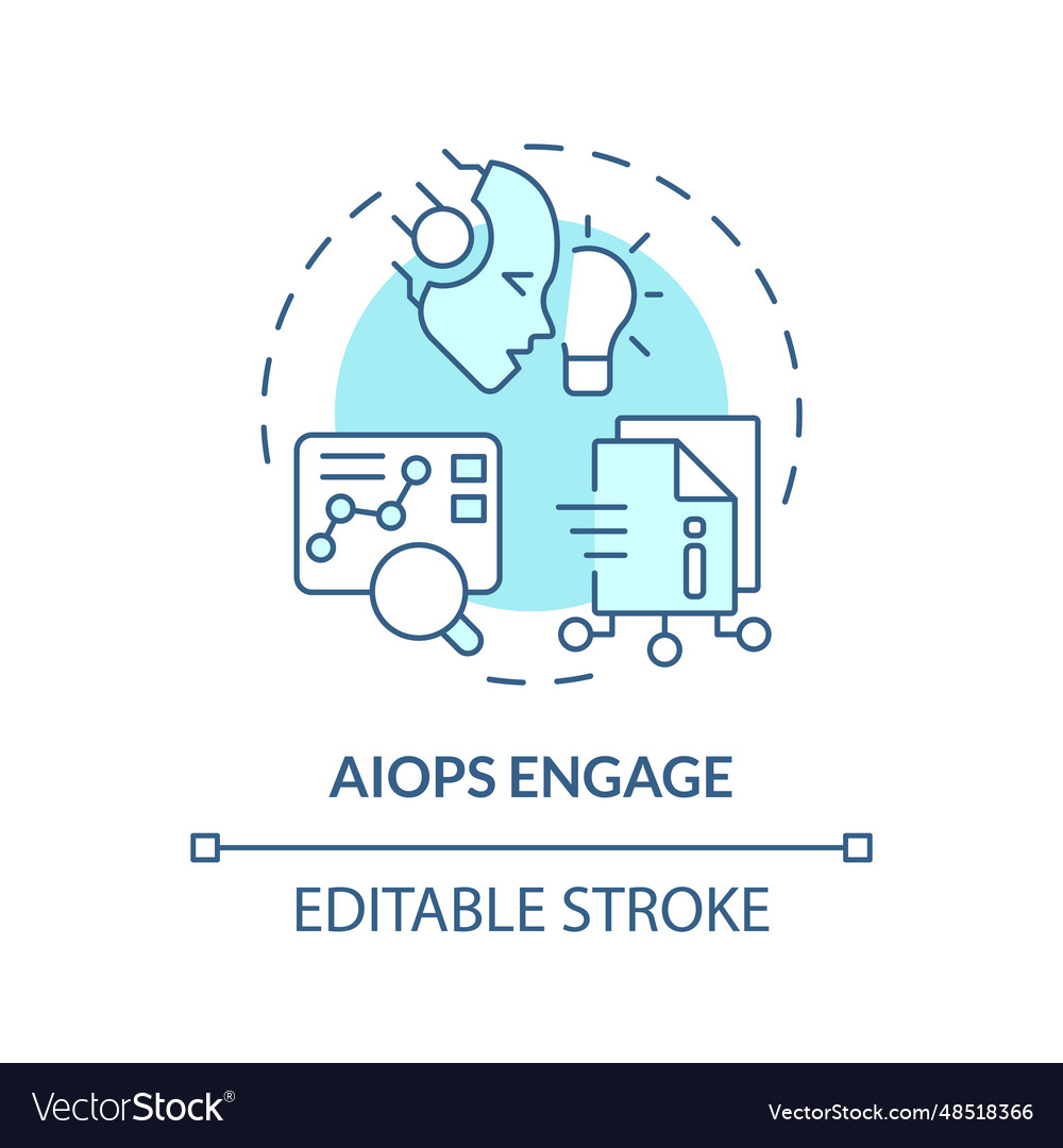 2d thin linear blue ai ops engage icon Royalty Free Vector